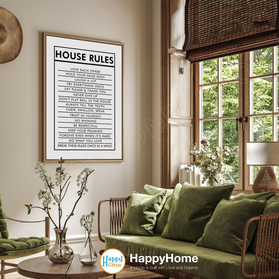 House Rules Wall Art Family Rules Home Sign Homewarming Prints Wall ...