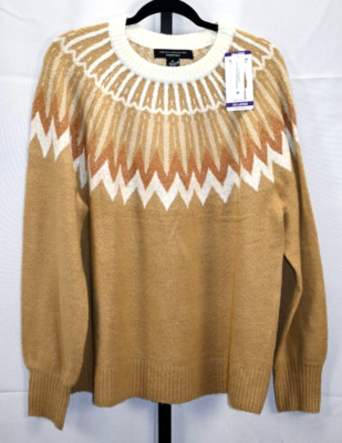 NWT French Connection Essentials Women's Fair Isle Sweater Camel XXL | eBay
