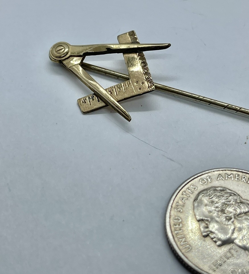 Antique Victorian Large Masonic Compass Rolled Gold Stick Pin | eBay