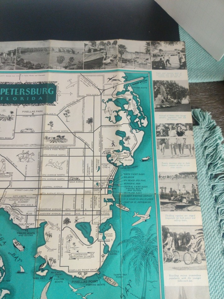 1937 Pleasure MAP of ST PETERSBURG FLORIDA Sunshine City | eBay
