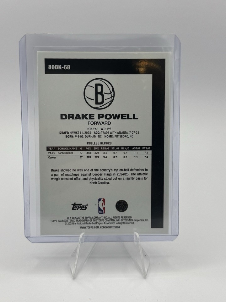 Drake Powell 2025-26 Topps 45th Anniversary Rookie Card #80BK-68 - Nets ...