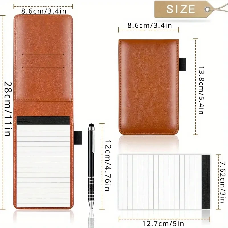 Small Pocket Notepad Holder Set With Pen Notebook Mini Portable Leather ...