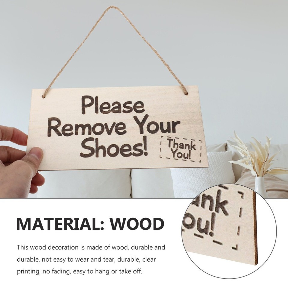 4 Pcs Wooden Door Sign Please Remove Your Shoes Wood Hanging Sign for ...