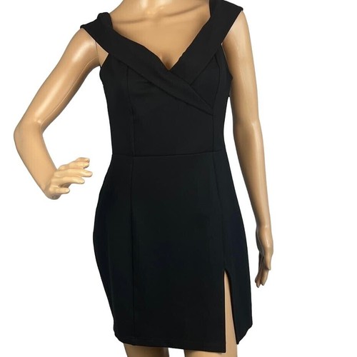 Revolve Super Down Black Bodycon Mini Dress LBD Size L | eBay