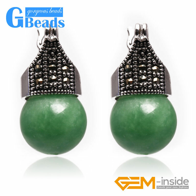 G-Beads Fashion 12mm Round Ball Beads Marcasite Silver Dangle Stud Hoop ...