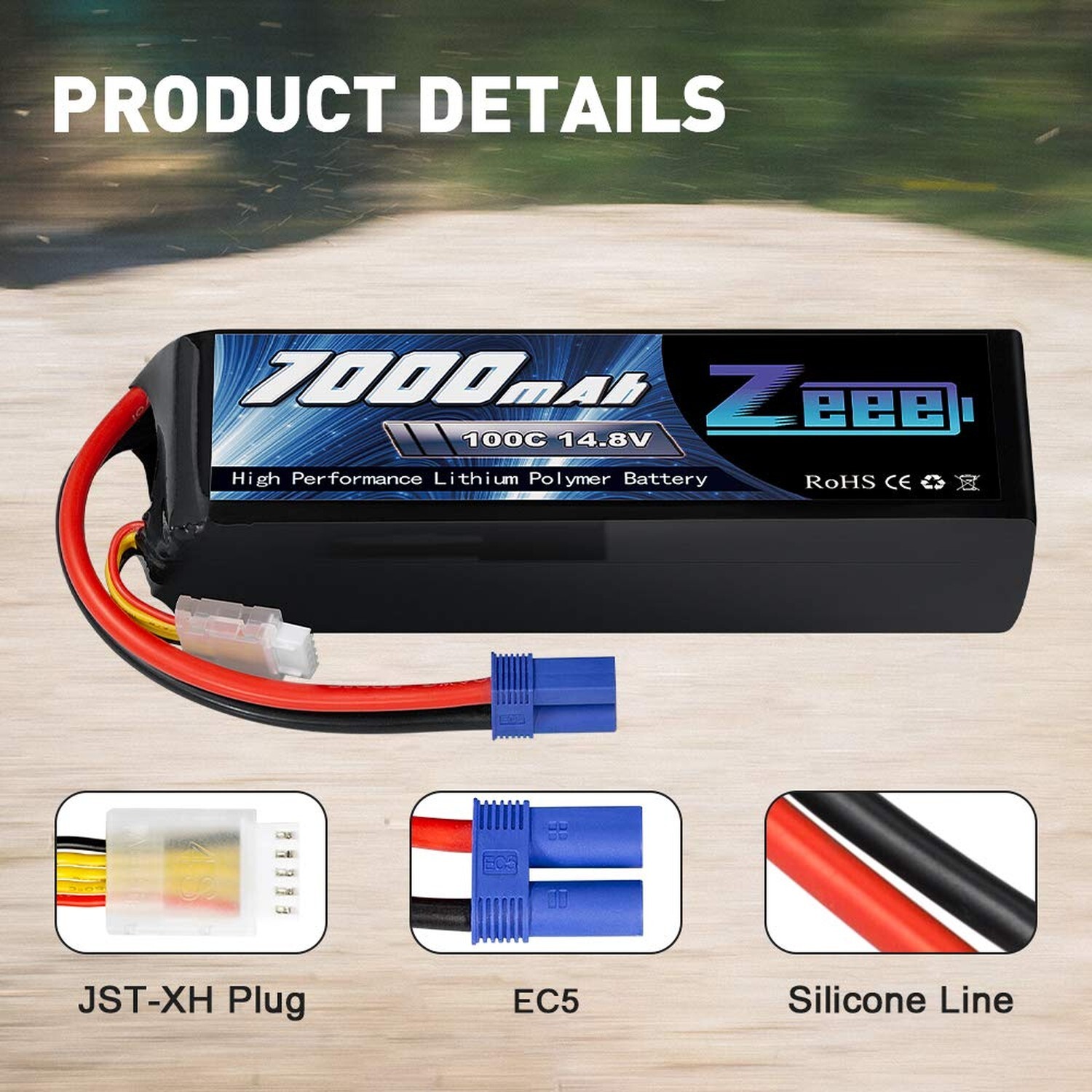 Zeee 4S Lipo Battery 7000mAh 14.8V 100C Soft Case RC Battery with EC5 ...