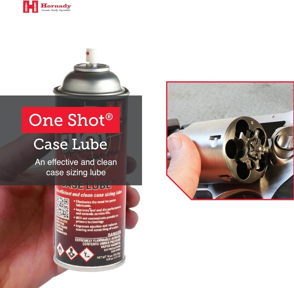 Hornady 99913 One Shot Spray Case Lube (14 fl oz Aerosol),Silver ...