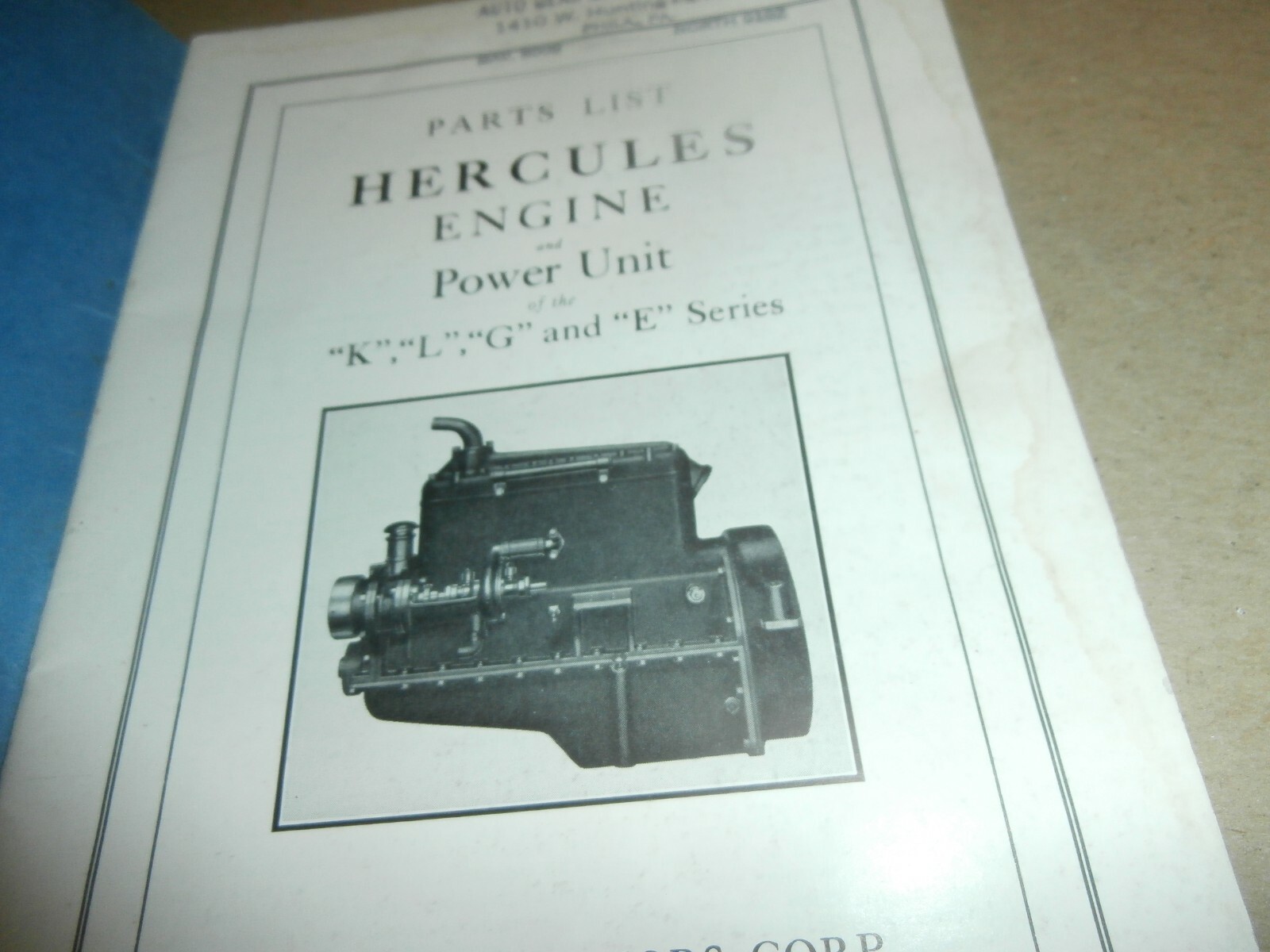 Original 1942 Hercules Motors Corp Engine Power Unit Parts List Manual ...