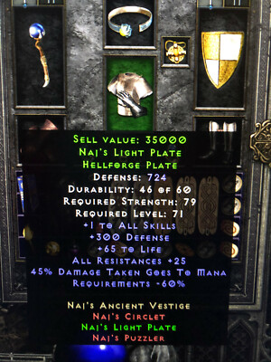 DIABLO 2: RESURRECTED Naj's Light Plate, Set Hellforge Plate PC SC | eBay
