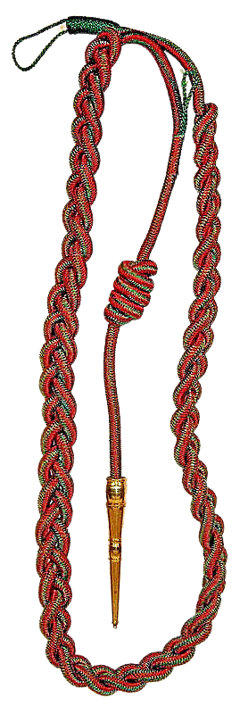 US ARMY FOURRAGERE FRENCH WWII GREEN & RED SHOULDER CORD AIGUILLETTES ...