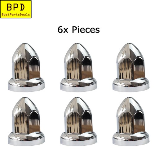 6x 33mm Truck Push-On Chrome Lug Nut Covers Bullet Type | eBay