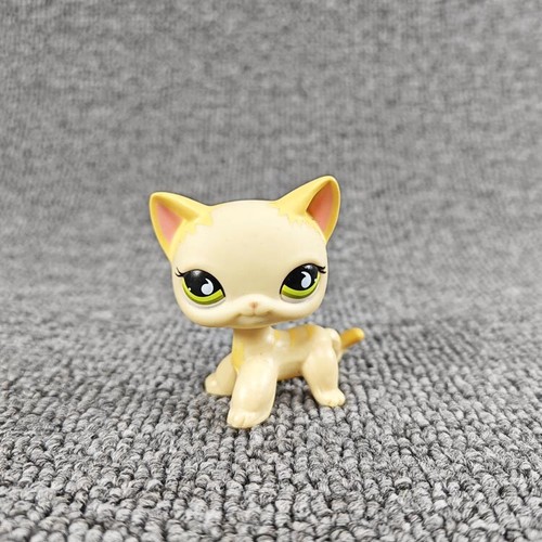 #733 Littlest Pet Shop Yellow Cream Short Hair Cat Kitty Green Eyes ...