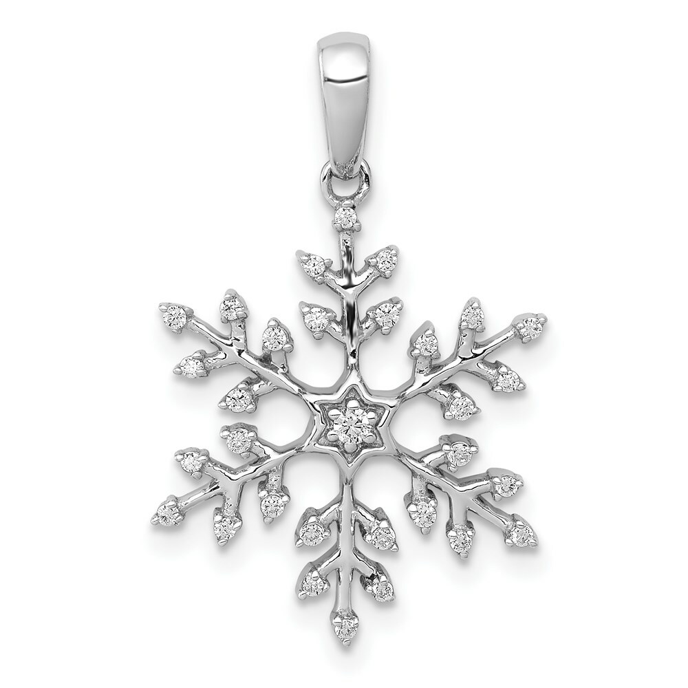 Real 14kt White Gold 1/6ct. Diamond Snowflake Pendant | eBay