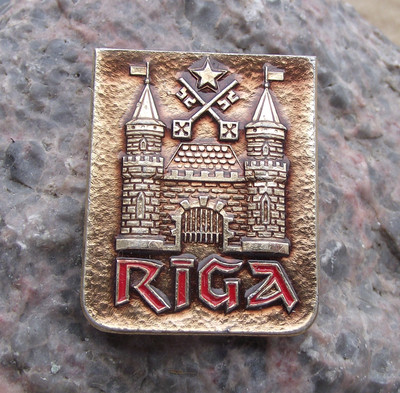 Vintage Latvia Latvija Riga Official Large City Crest Tourist Pin Badge ...