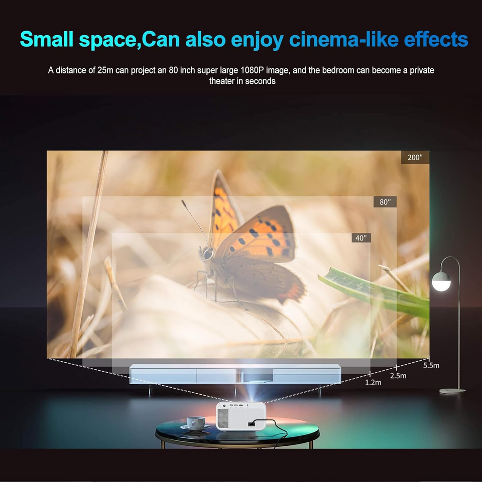 【Electric Focus/4K/Native1080P】 Projector Native 1080P 4K Support ...