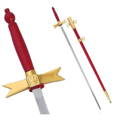 Knights Templar Sword - Red Hilt and Scabbard Masonic Freemason Regalia ...