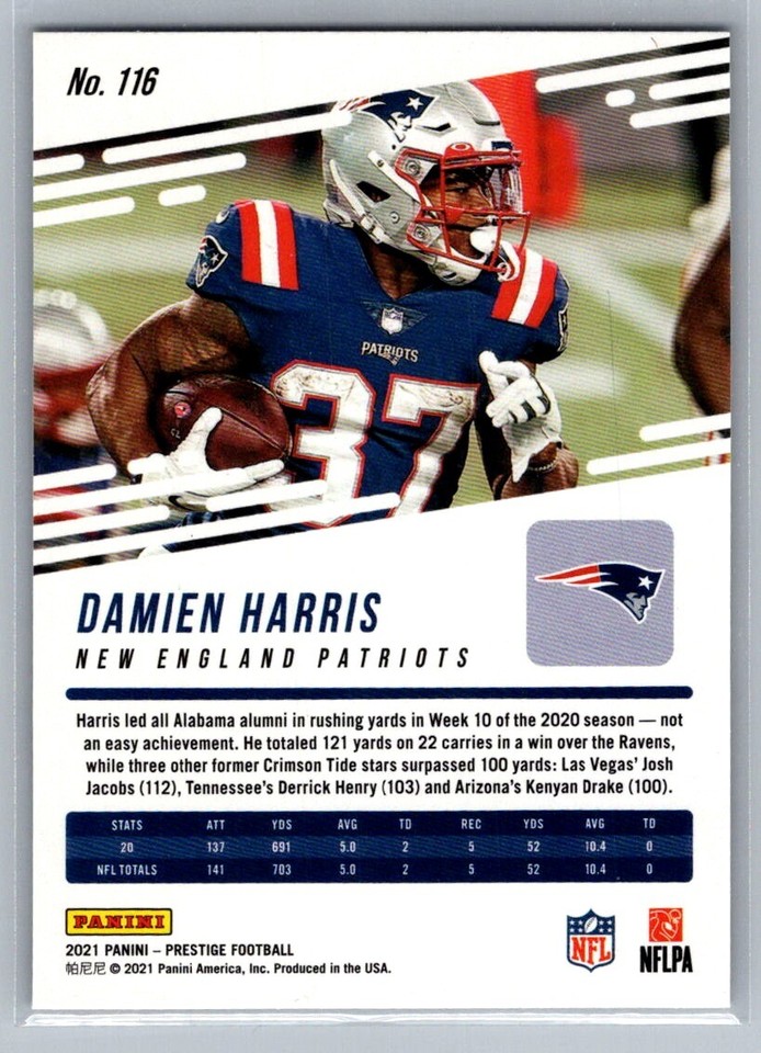 2021 Panini Prestige #116 Damien Harris Xtra Points Astral | eBay