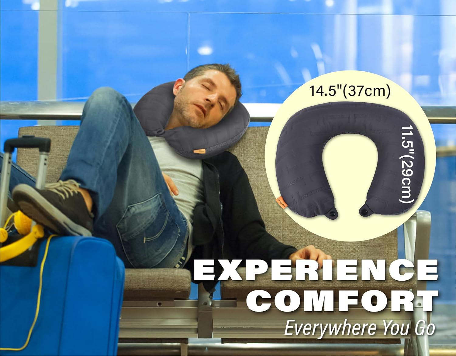 Inflatable Neck Pillow for Sleeping with Removable Pillow Covers ...