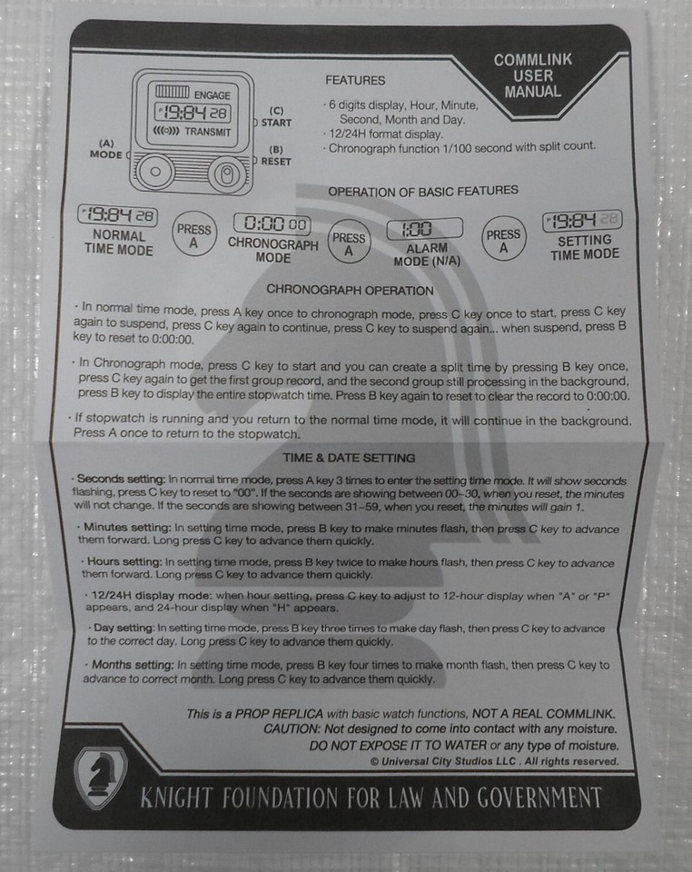 DOCTOR COLLECTOR 2023 KNIGHT RIDER K.I.T.T. KITT COMMUNICATOR WATCH ...