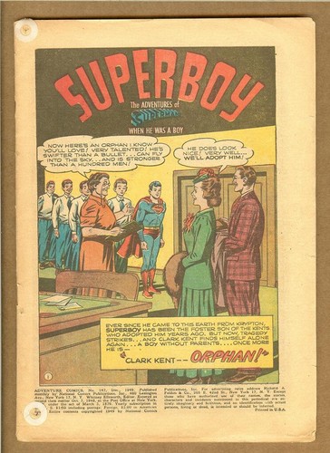 Adventure Comics #147 (1949 DC) Coverless Superboy Aquaman Johnny Quick ...
