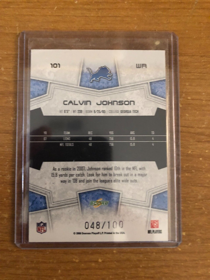 2008 Select Scorecard Calvin Johnson Megatron Detroit Lions Georgia ...