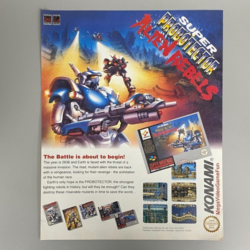 SUPER PROBOTECTOR ALIEN REBELS SUPER NINTENDO SNES 1993 VINTAGE RETRO ...