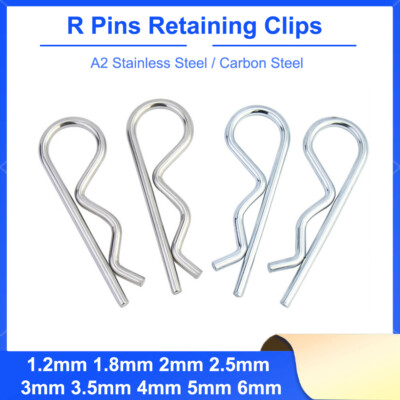 R Pins Retaining Clips Hair Spring Cotter Pin A2 Stainless Steel/Carbon ...