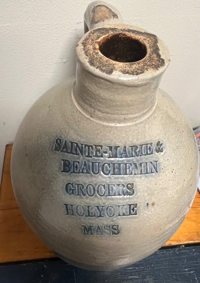 STONEWARE ADVERTISING JUG SAINTE-MARIE & BEAUCHEMIN GROCERS | eBay