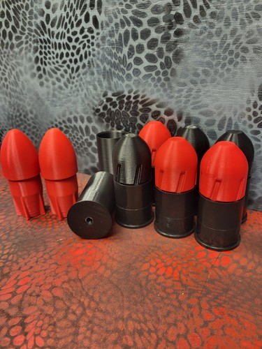 37mm training projectile variety bundle. 6-pack+sabot rounds . Red and ...
