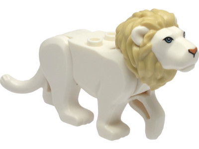 Lego White Cat Large Lion with Tan Mane & Bright Light Blue Eyes ...