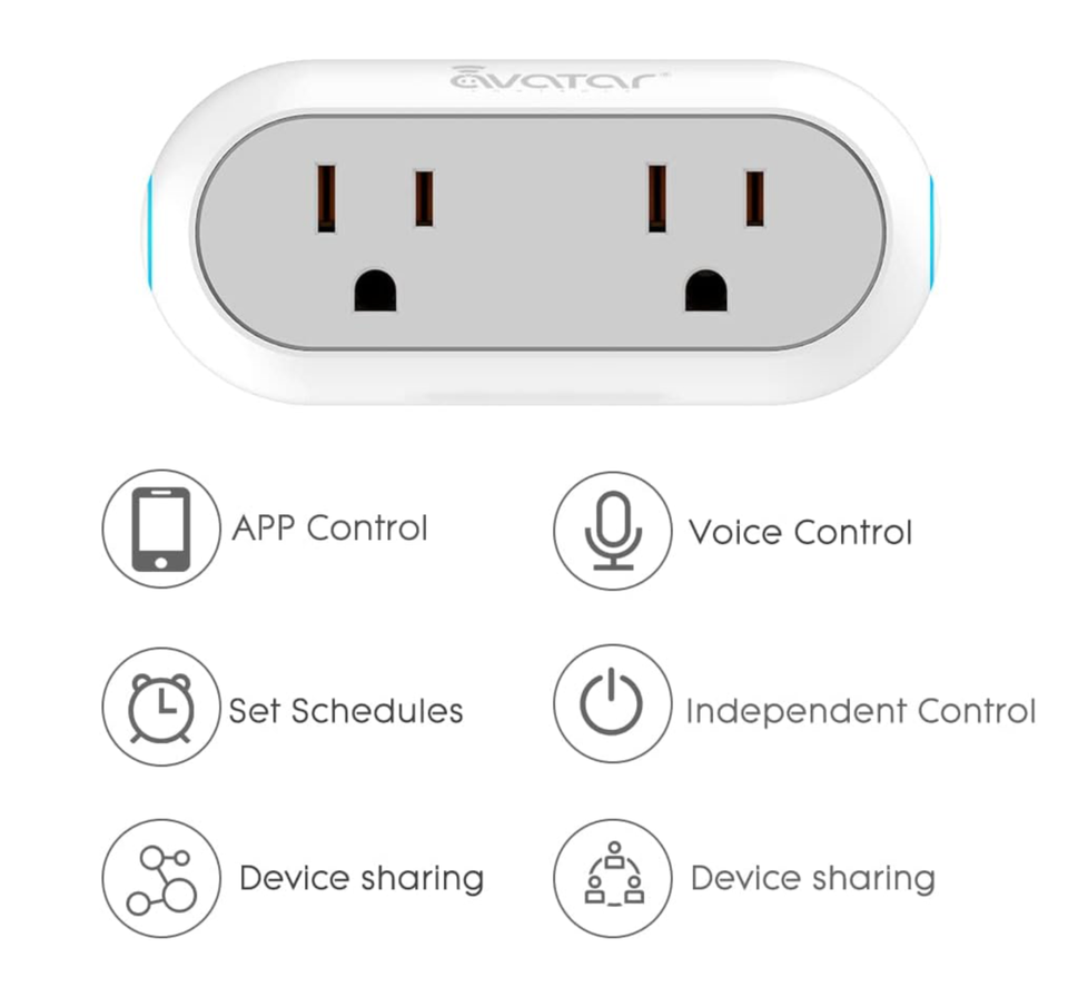 4 Socket/2 Pack Smart WiFi Plugs Dual Outlets Alexa Google ITFFF ...