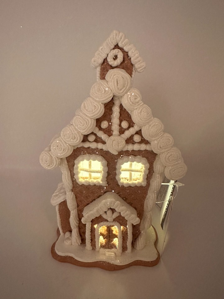 Neutral Gingerbread House, Christmas Village, Brown & White, NEW 7 ...