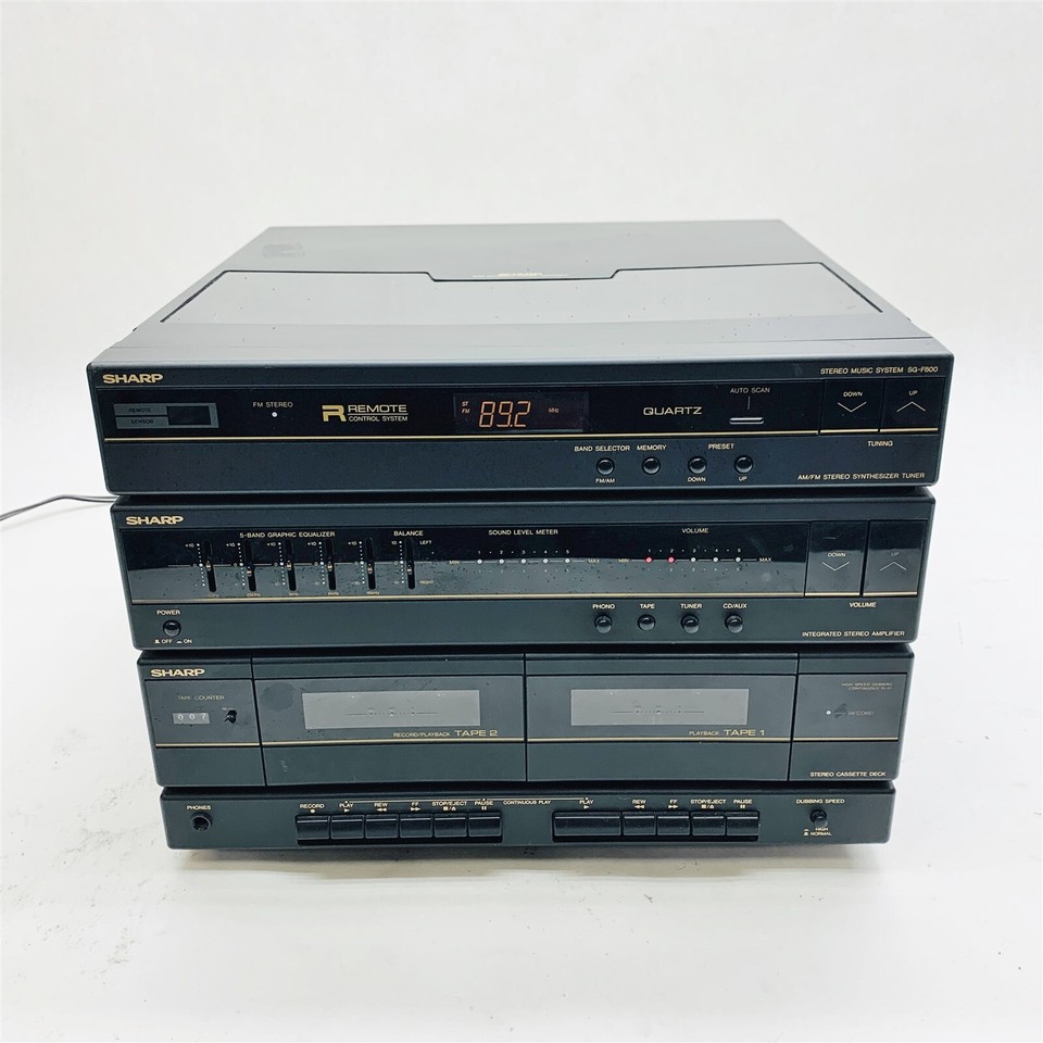 Sharp SG-F800 Black 33/45 RPM Record Player 2-Slot Cassette AM-FM Radio ...