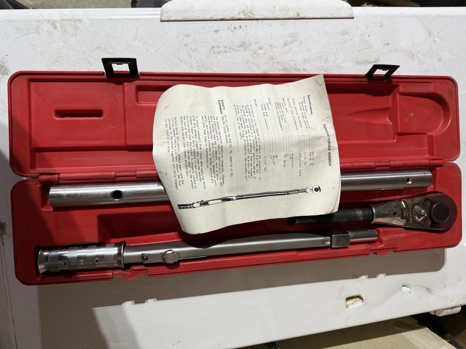 Snap-On TQR600B Torque Wrench 3/4” Drive USA w/ Case. W/ Calibration ...