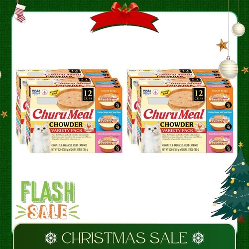 (4 pack) INABA Churu Meal Chowder Adult Wet Cat Food, 2.29 oz cup, 12 ...