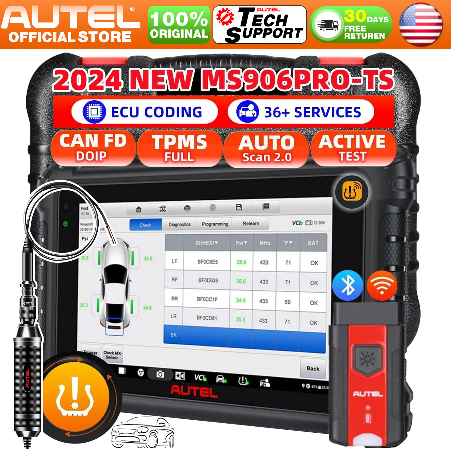 Autel MaxiSys MS906 Pro-TS 2024 Newer Up of MS906 Pro MS906TS MS906BT ...