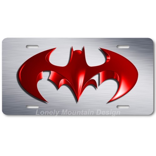 Cool Batman Inspired Art Red on Gray FLAT Aluminum Novelty License Tag ...