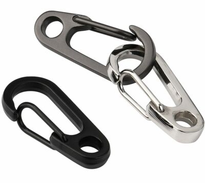 small CARABINER CLIP 25mm, 30mm long ~ BLACK, SILVER, GREY Keyring Snap ...