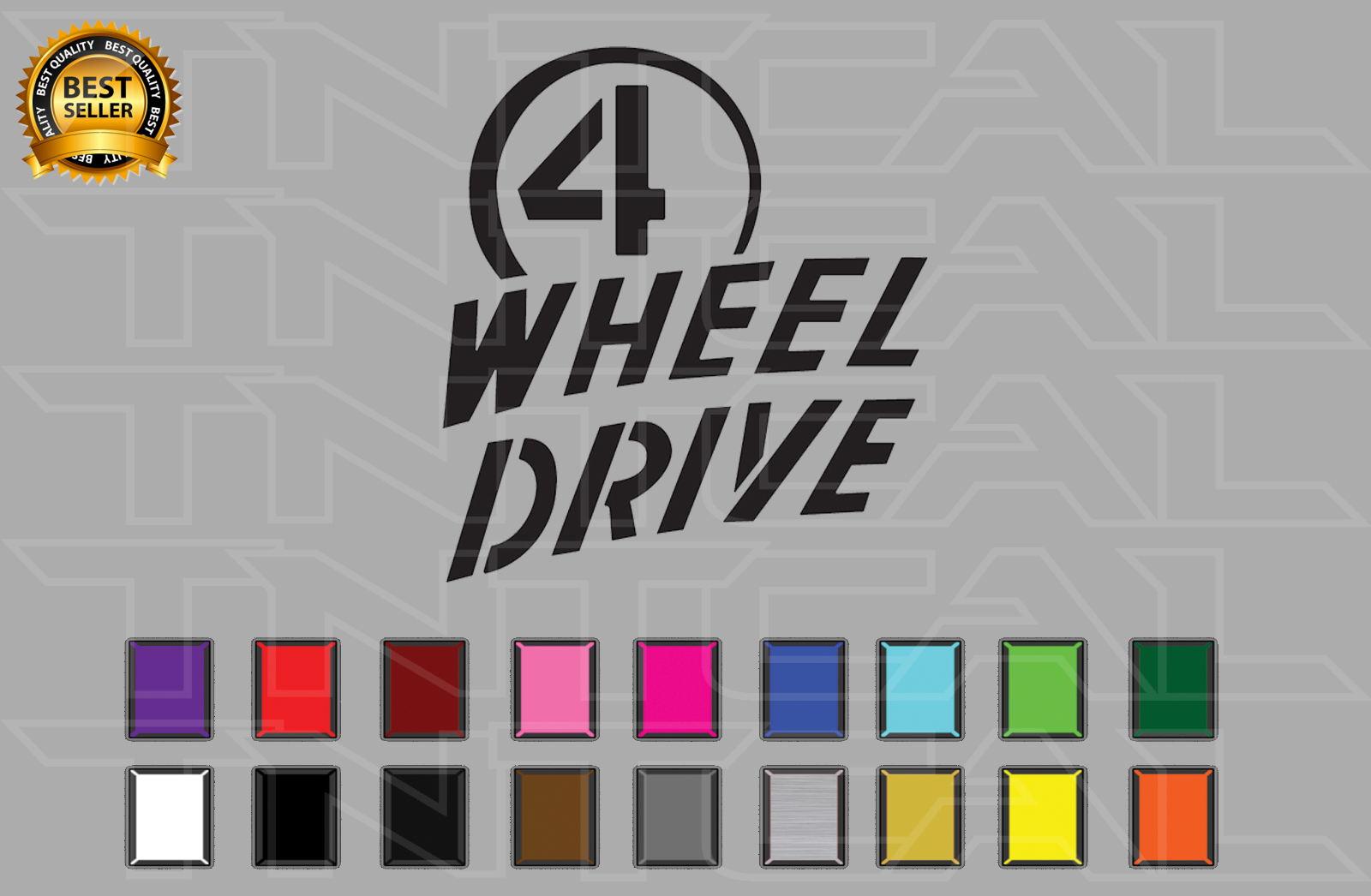 4 WHEEL DRIVE Decal Sticker Tailgate 4x4 Truck Military Army Off Road ...