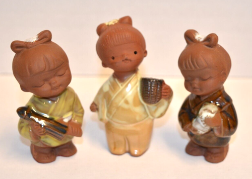 Vintage Group of 3 Seto Craft Japan Clay Bisque Folk Art Child Figurines. | eBay