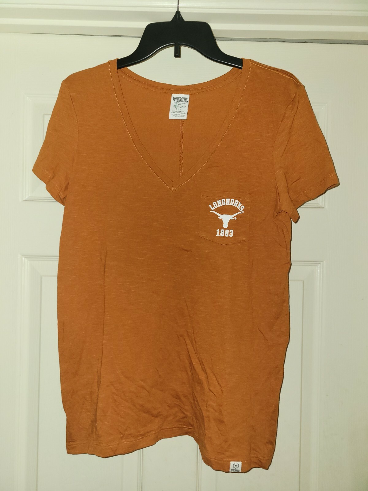 LADIES PINK TEXAS LONGHORNS V NECK SHIRT VICTORIA'S SECRET NCAA COLLEGE ...