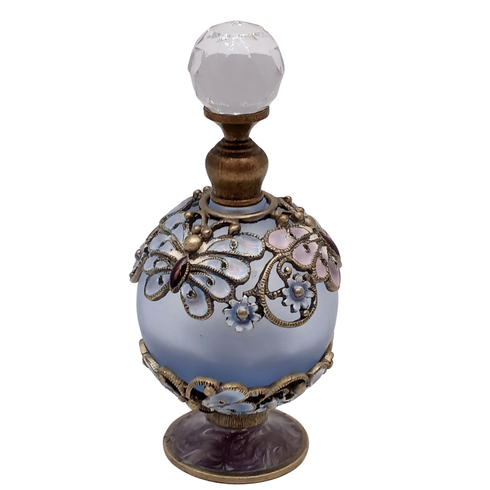 Set of Vintage Moon Star & Butterfly Jeweled Perfume Bottles W/ Crystal ...