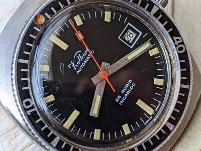Vintage 1970's Kelbert Big Crown All SS Diver Watch w/Patina FOR PARTS ...
