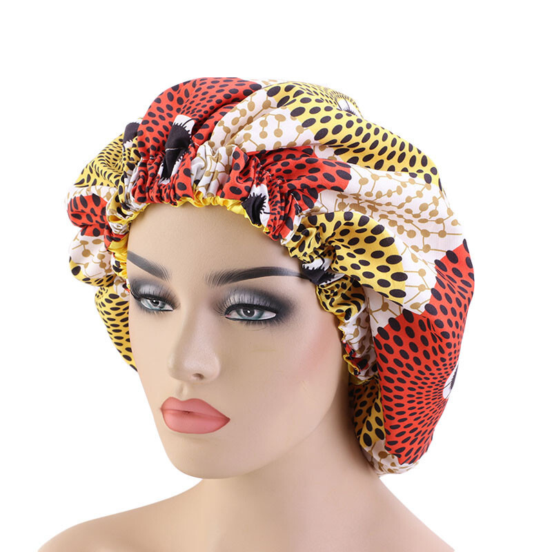 African Women Satin Night Sleep Cap Hair Care Bonnet Chemo Hat Head ...