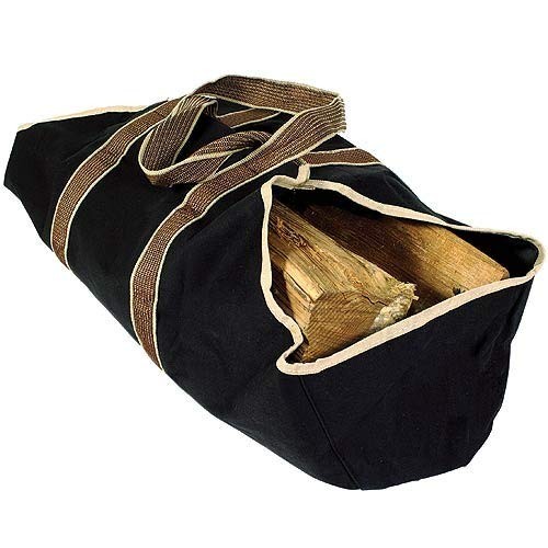 Heavy Duty Canvas Firewood Carrier Tote Bag – Black Timber Log Carrier ...