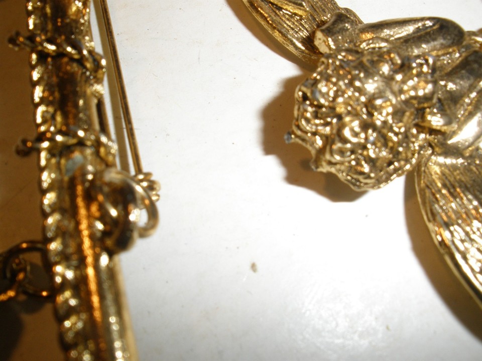 Vintage Brooch Shoulder Pin Angels Cherub Signed Ultra Craft Heavy ...