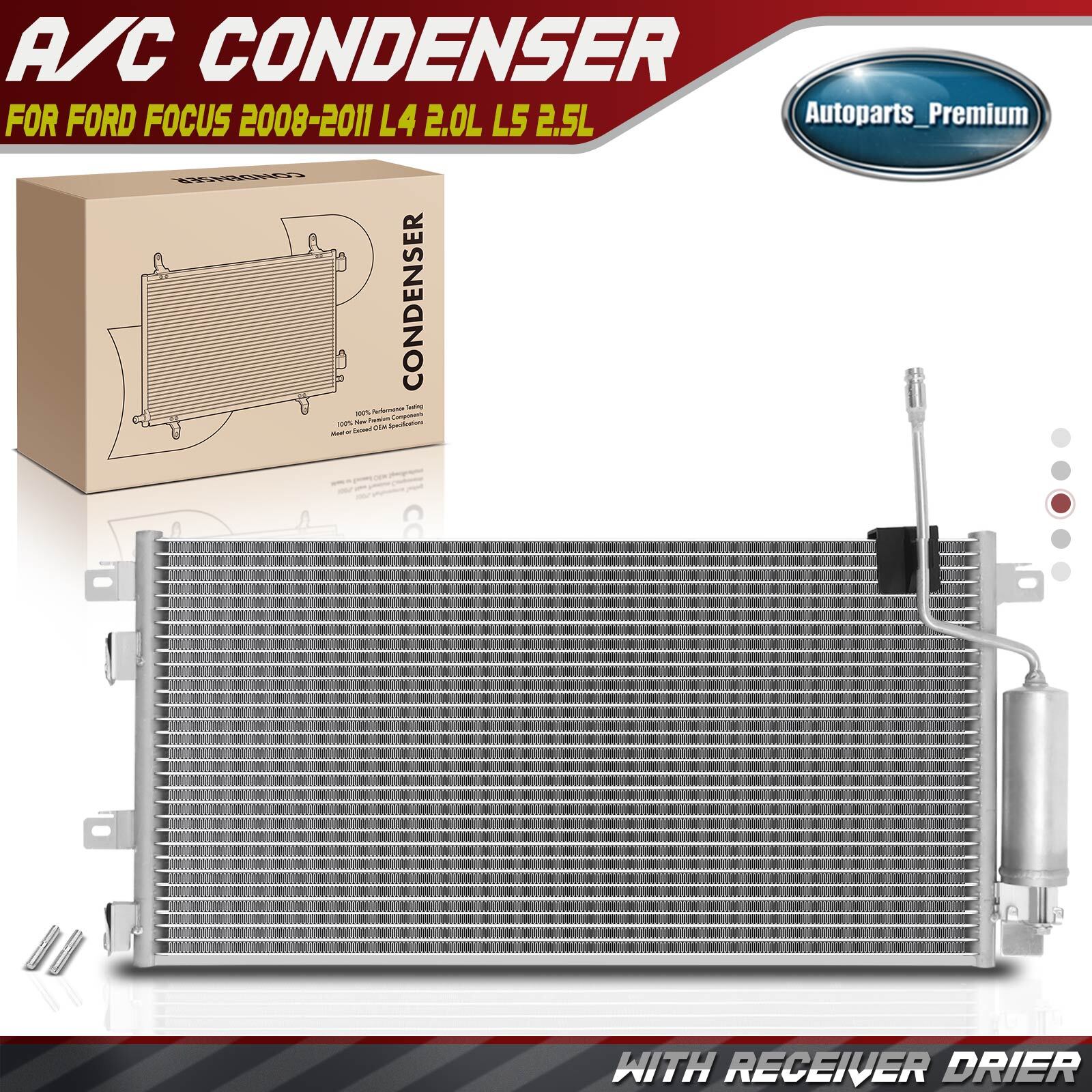 AC Condenser with Receiver Drier & Bracket for Ford Focus 2008-2011 L4 ...