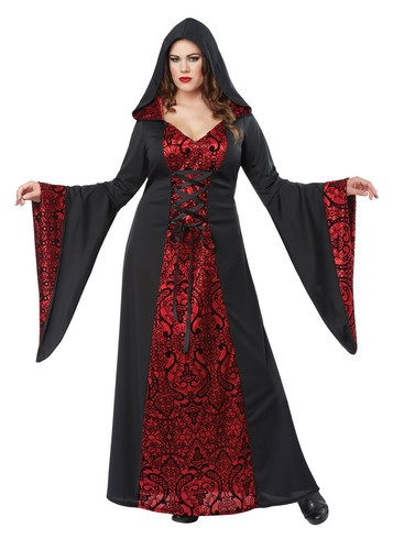 Gothic Vampire Witch Hooded Robe Adult Women Halloween Costume | eBay