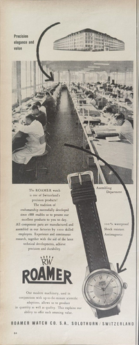 Roamer Advertisement 1 Page 1955 Watch Rw Original Swiss Assembling ...