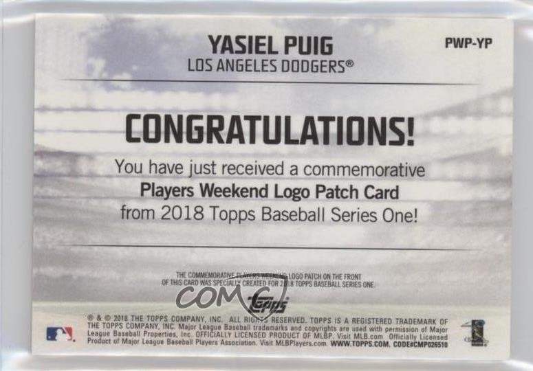 2018 Topps Players Weekend Patch Yasiel Puig #PWP-YP Patch | eBay